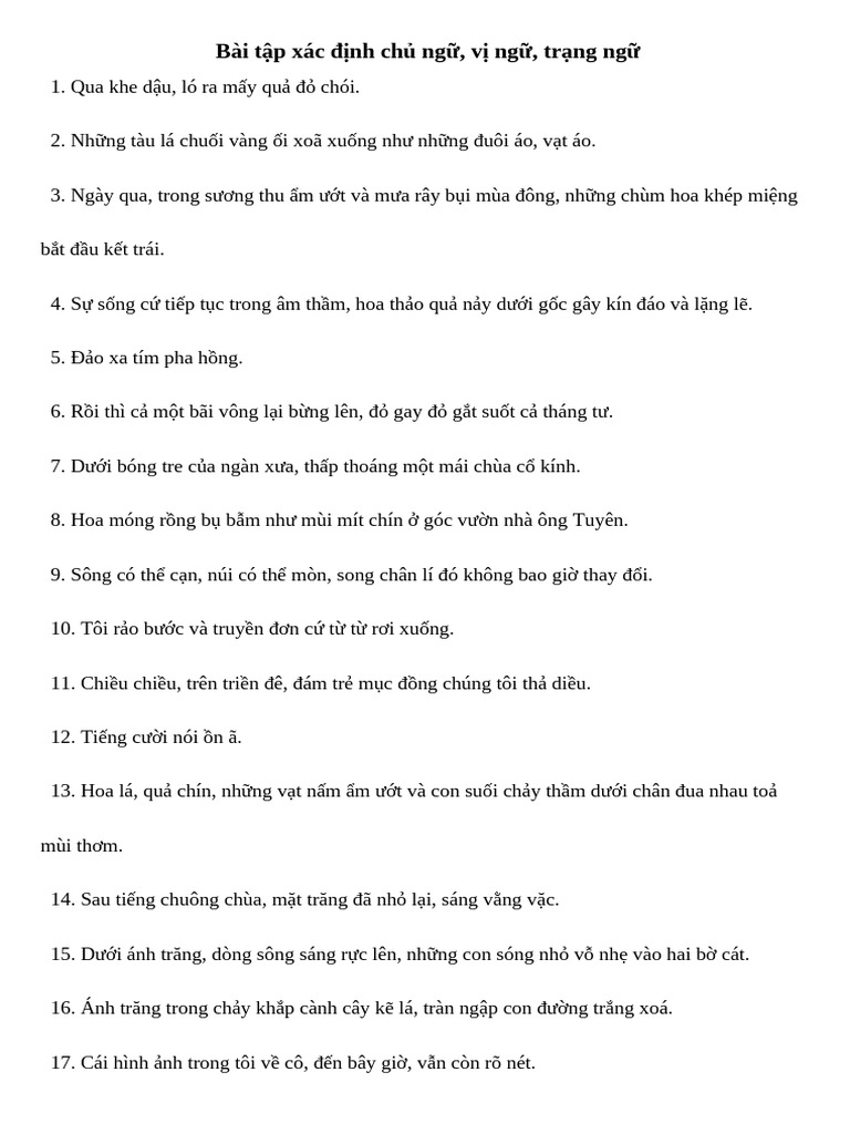 Xác Định Chủ Ngữ, Vị Ngữ l6 | PDF