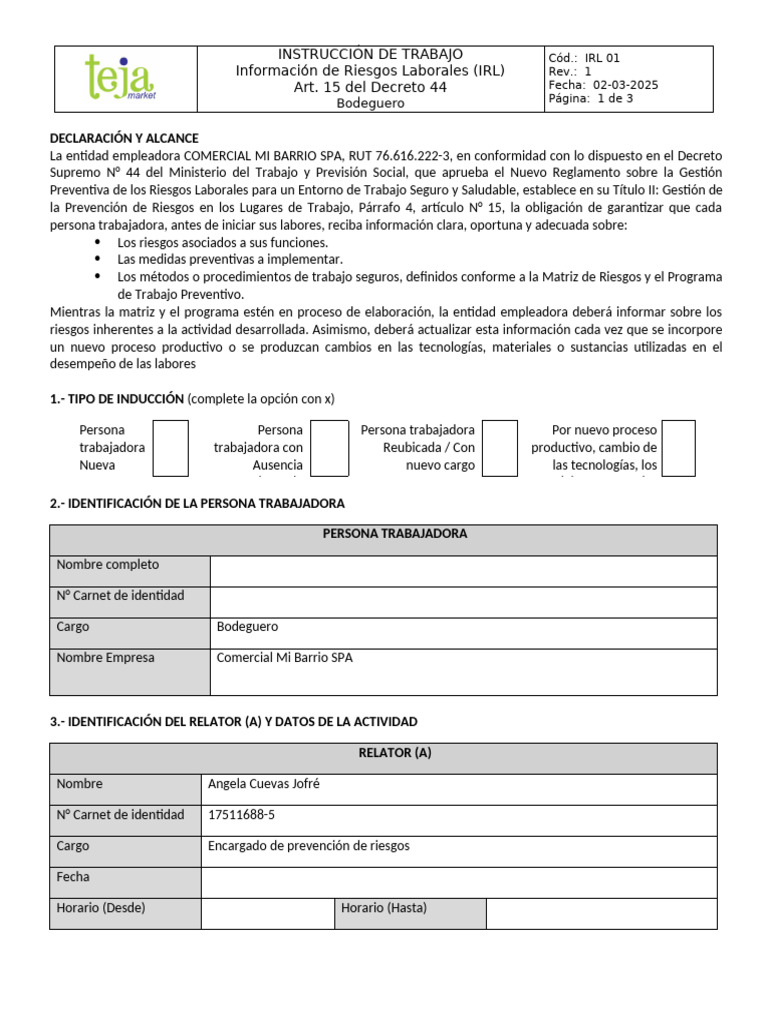 IRL Bodeguero | PDF | Máquina elevadora | Quemar