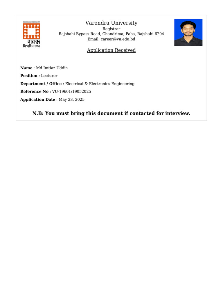 Application Received | PDF