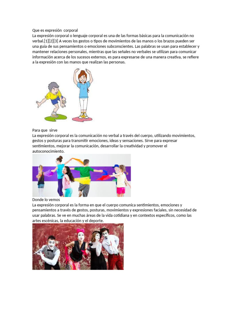 Tipos de expresión corporal y su uso | PDF