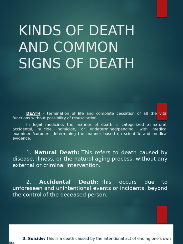 Types and Signs of Death Explained | PDF | Death | Heart