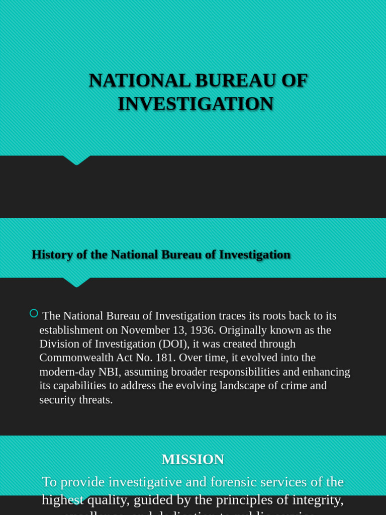 National Bureau of Investigation | PDF | Forensic Science | Crimes