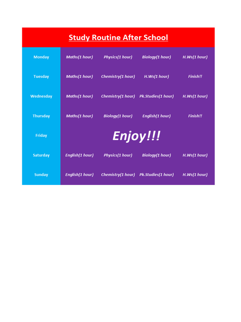 After-School Study Schedule | PDF