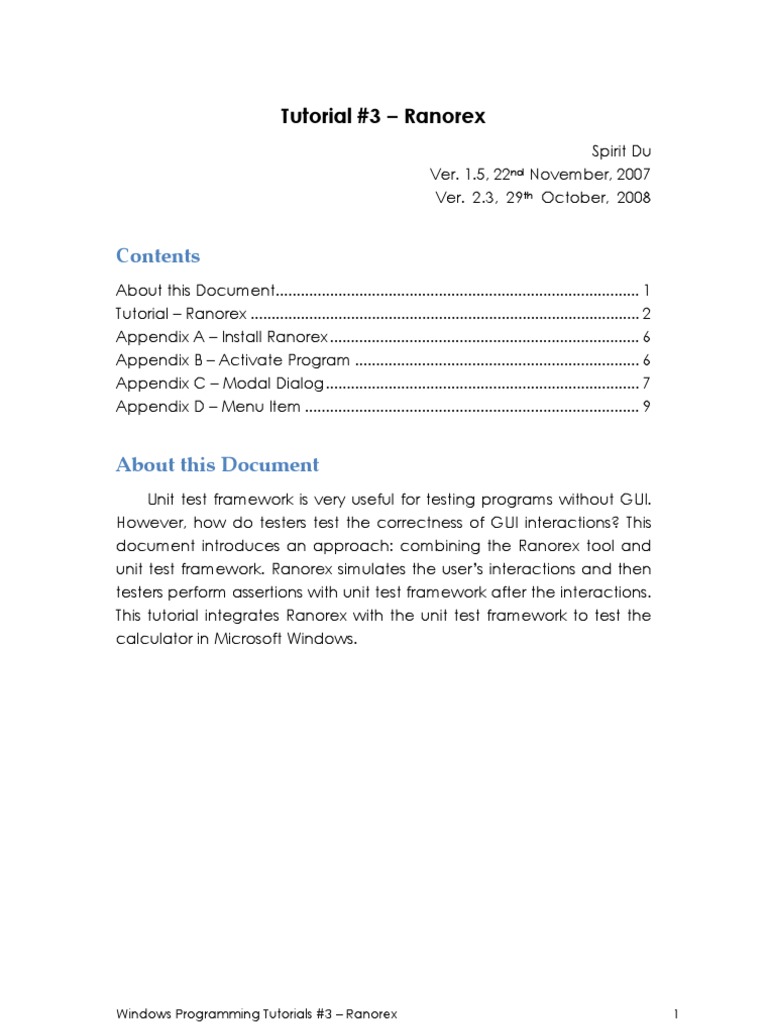 GUI Testing with Ranorex | PDF | Unit Testing | Library (Computing)