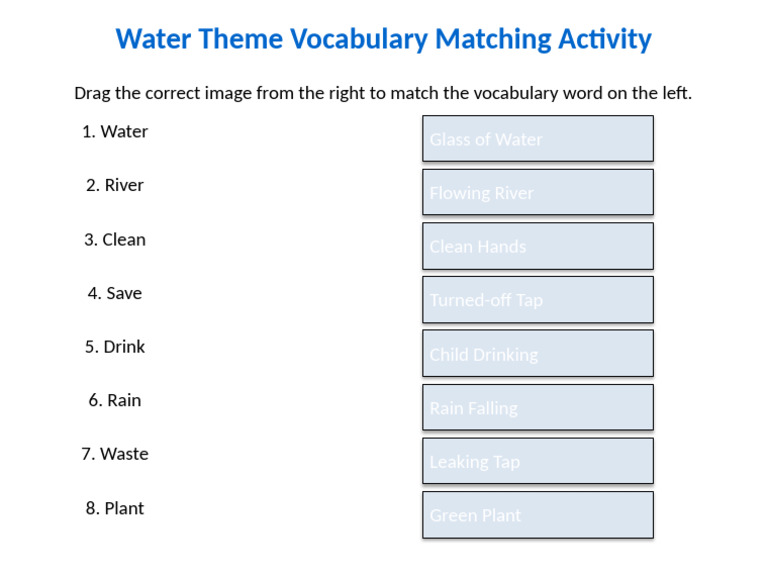 Water Vocab Matching Activity | PDF