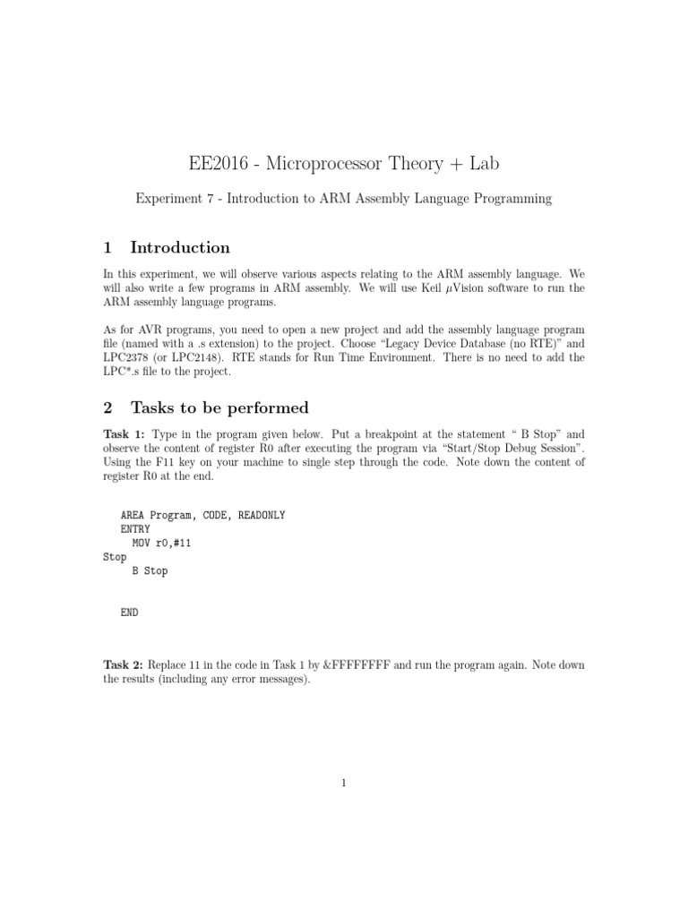 Expt7 ARM Assembly Lang2024 | PDF | Assembly Language | Computer ...