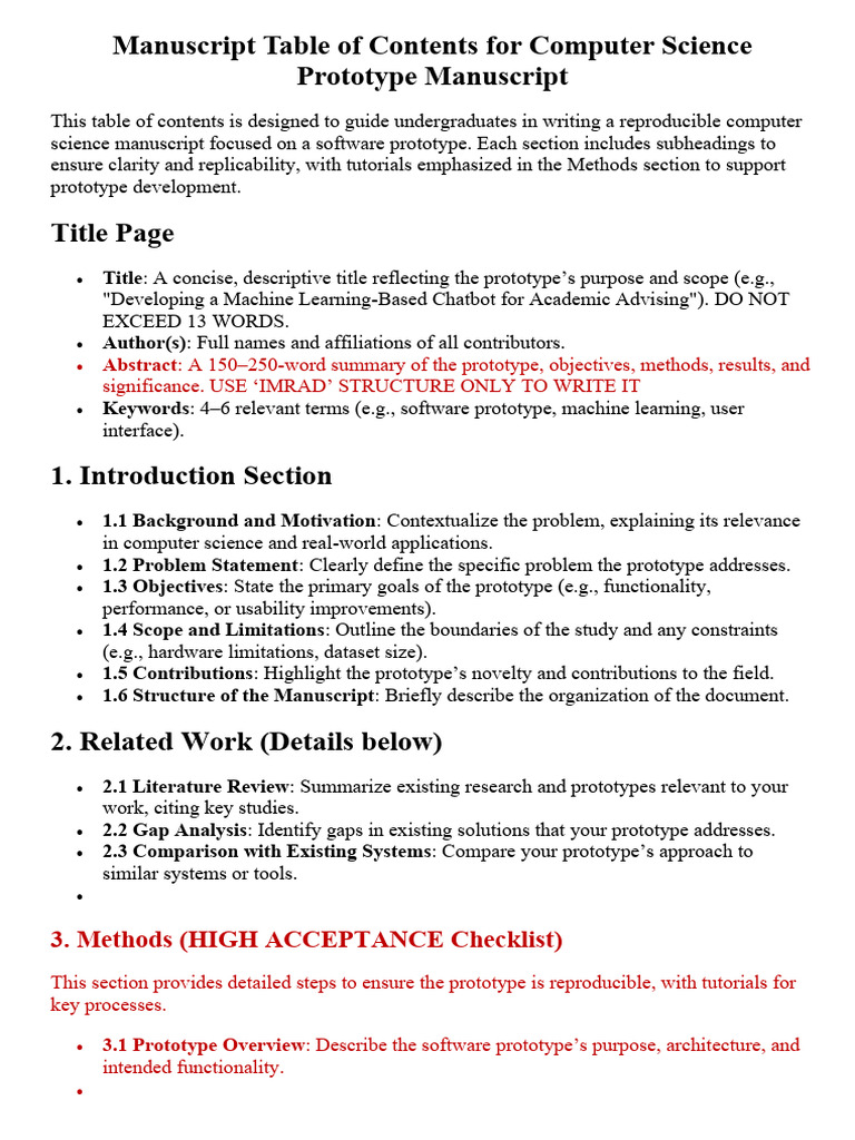 Prototype Manuscript - Standard Table of Content | PDF | Prototype | Usability