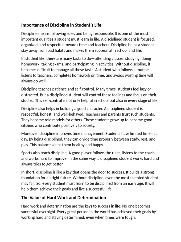 Discipline's Role in Student Success | PDF | Muhammad Ali Jinnah ...
