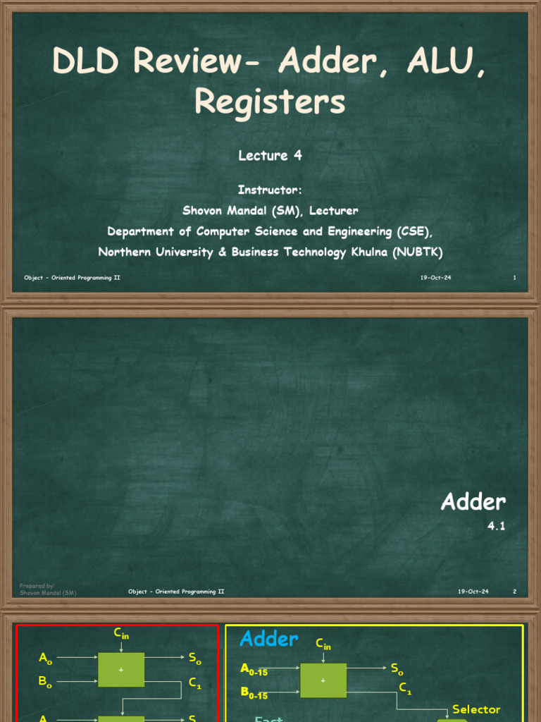 Lecture 4 - DLD Review - Adder, ALU, Registers | PDF | Computer Engineering | Computer Architecture