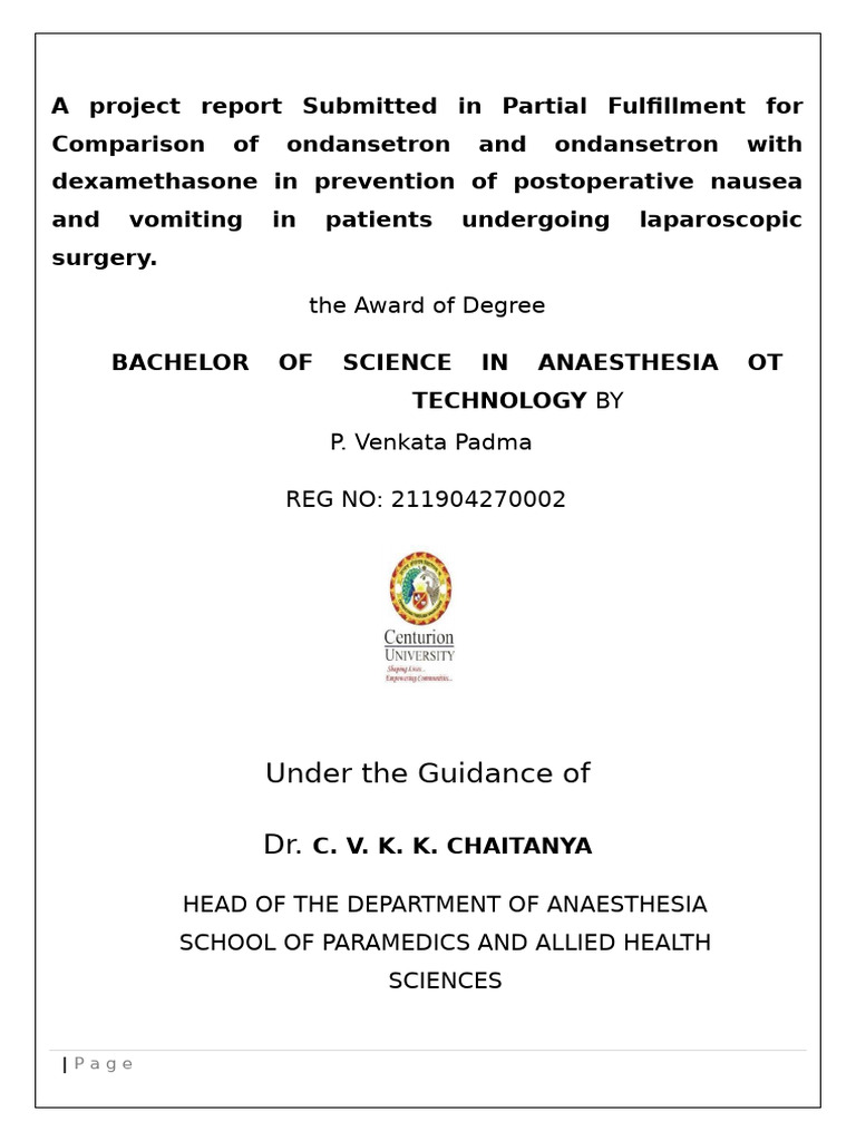 Final Year Project BSC | PDF | Nausea | Vomiting