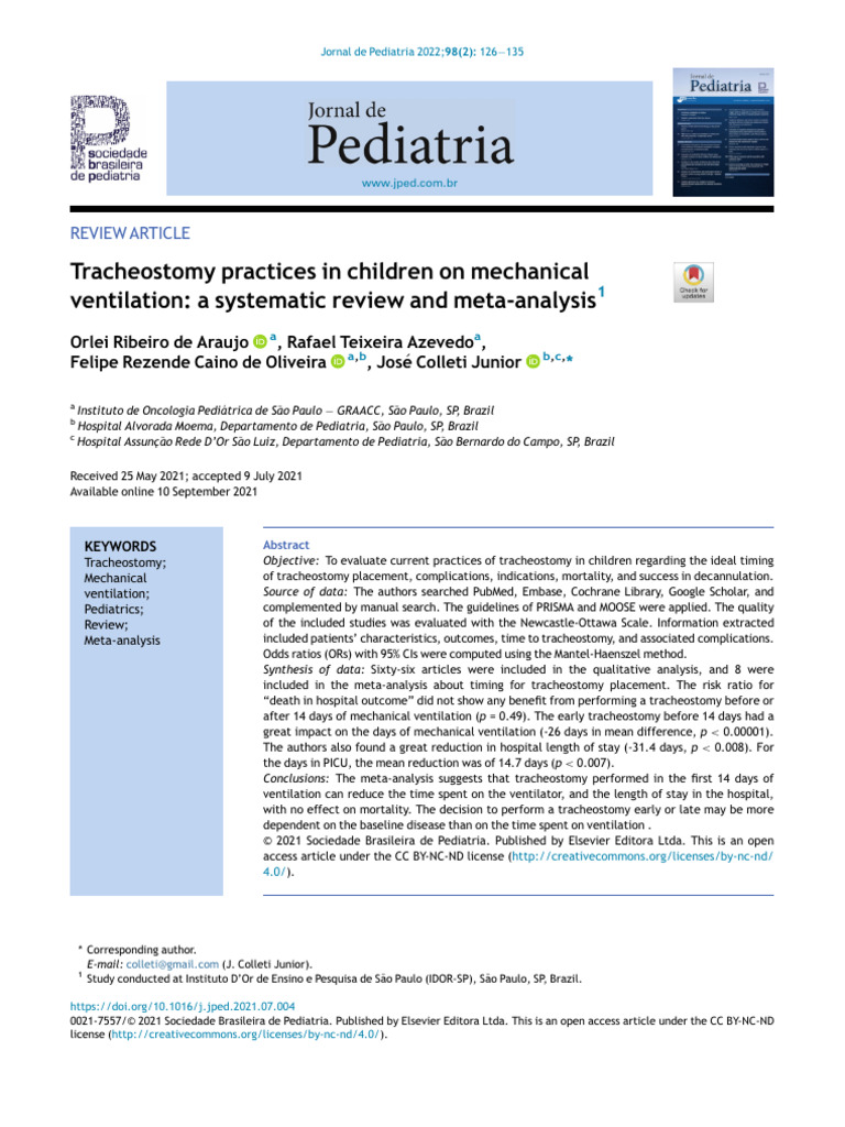 Tracheostomy Practices in Children On Mechanical Ventilation: A ...