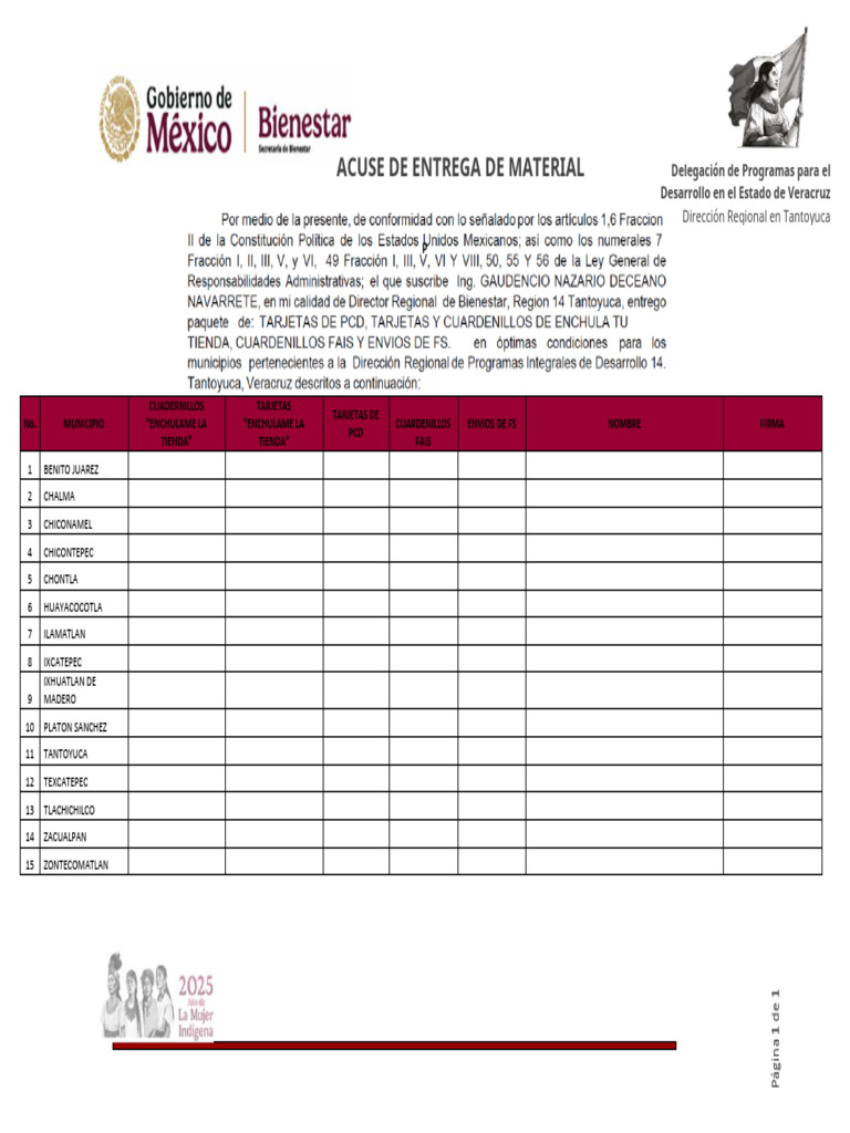 Acuse de Entrega de Material | PDF