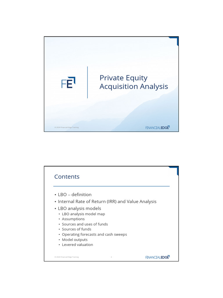 Private Equity Acquisition Analysis Summary | PDF | Valuation (Finance ...