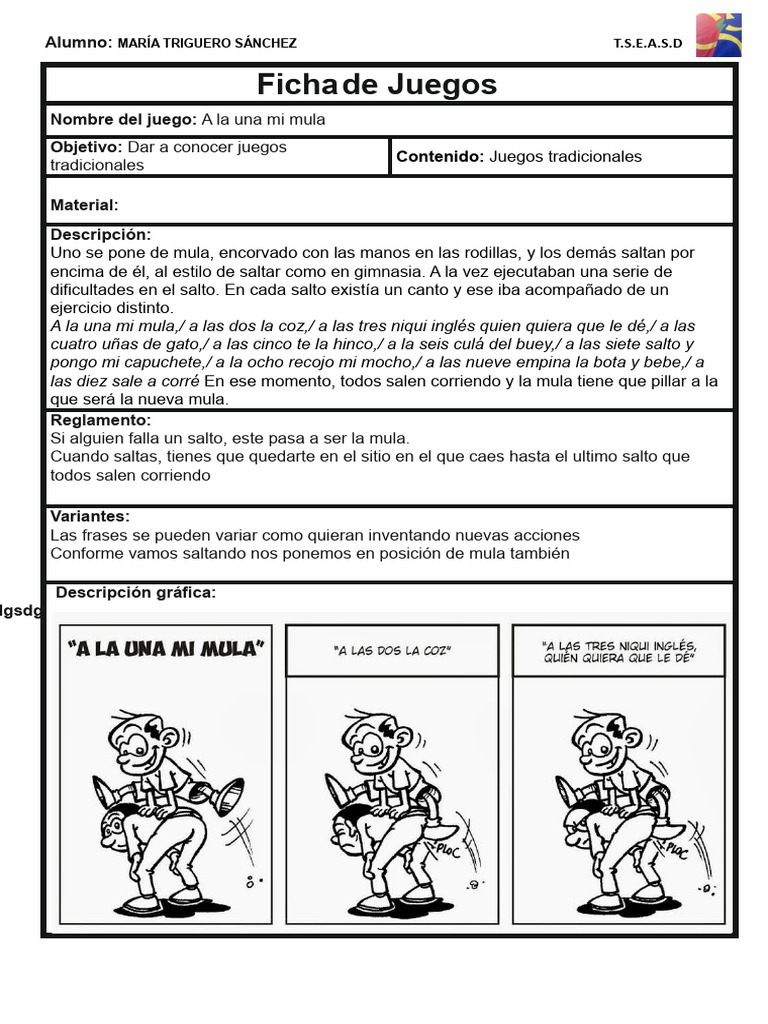 Juego tradicional: A la una mi mula | PDF