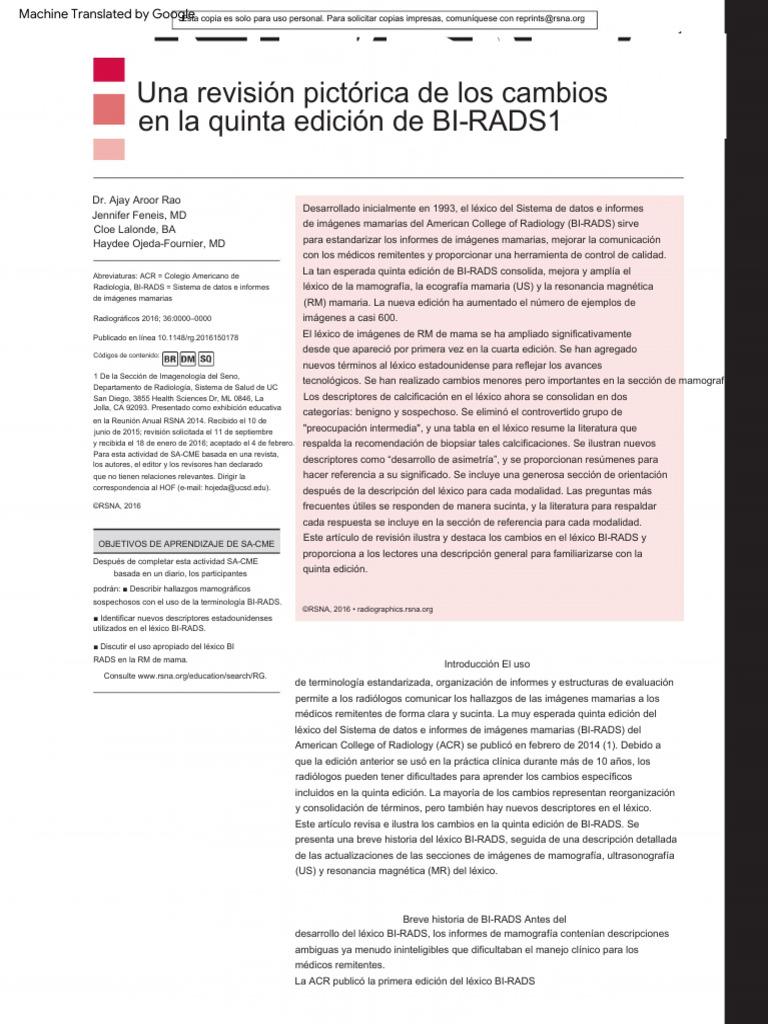 A Pictorial Review of Changes in The BI-RADS Fifth Edition - Rao 2016 ...