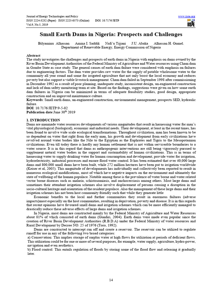 Small Earth Dams in Nigeria | PDF | Dam | Reservoir