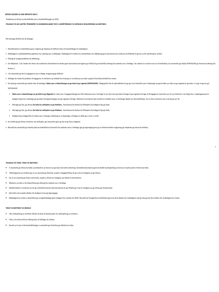 Grade 3 Term 1 HL Sepedi | PDF