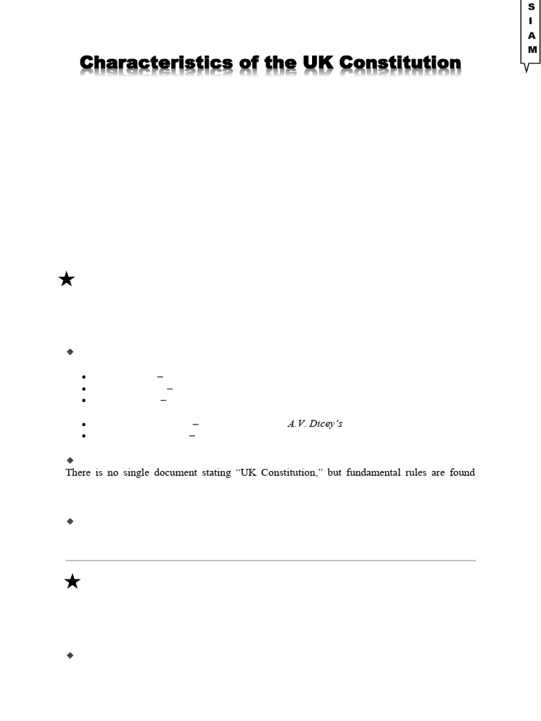 Characteristics of The UK Constitution | PDF | Constitution | Parliament