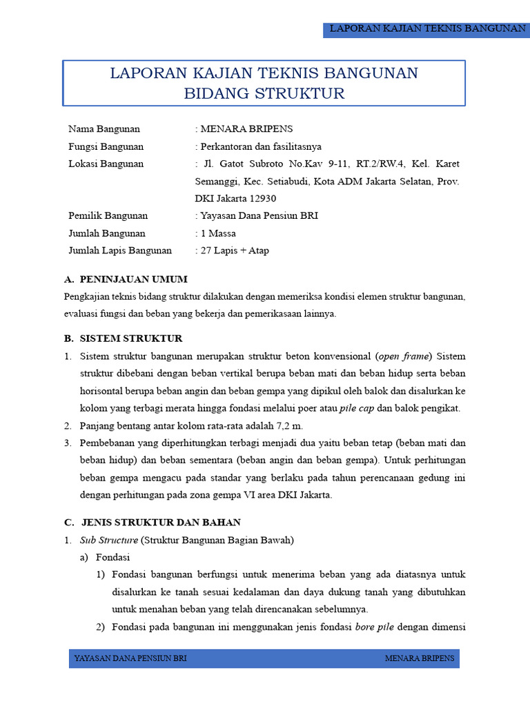 Kajian Teknis Menara Bripens | PDF