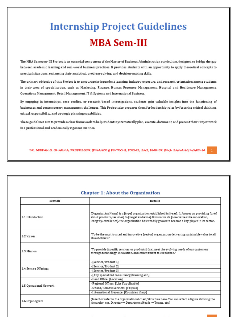 MBA Sem-III - How To Write Internship Project - Guidelines | PDF ...