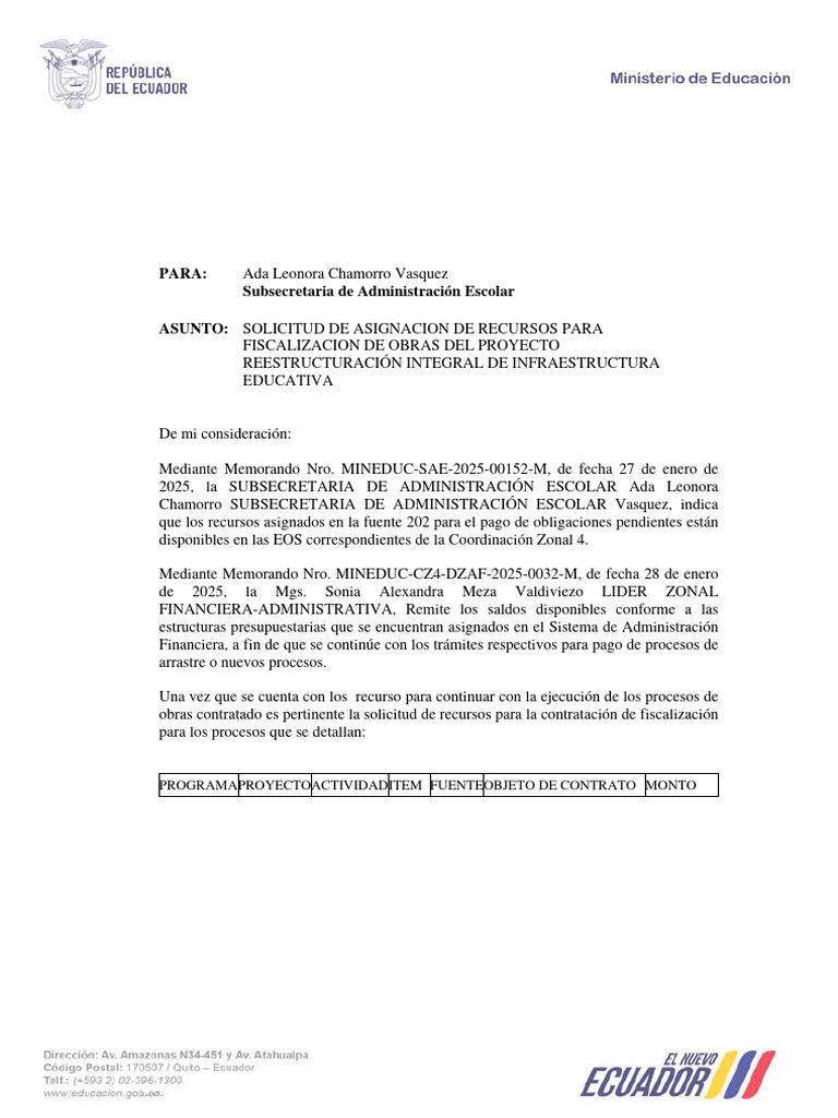 Mineduc Cz4 2025 00602 M Solicitud Recursos Fiscalización Cz4 | PDF