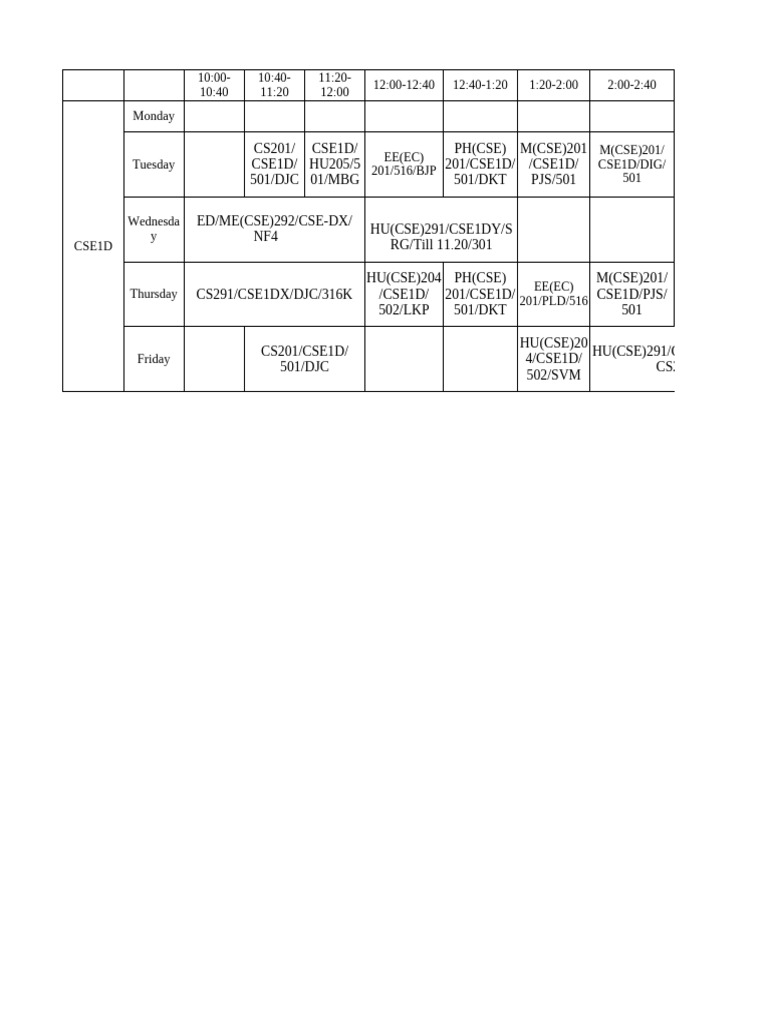 CSE 1D Even Sem Routine | PDF | Engineering