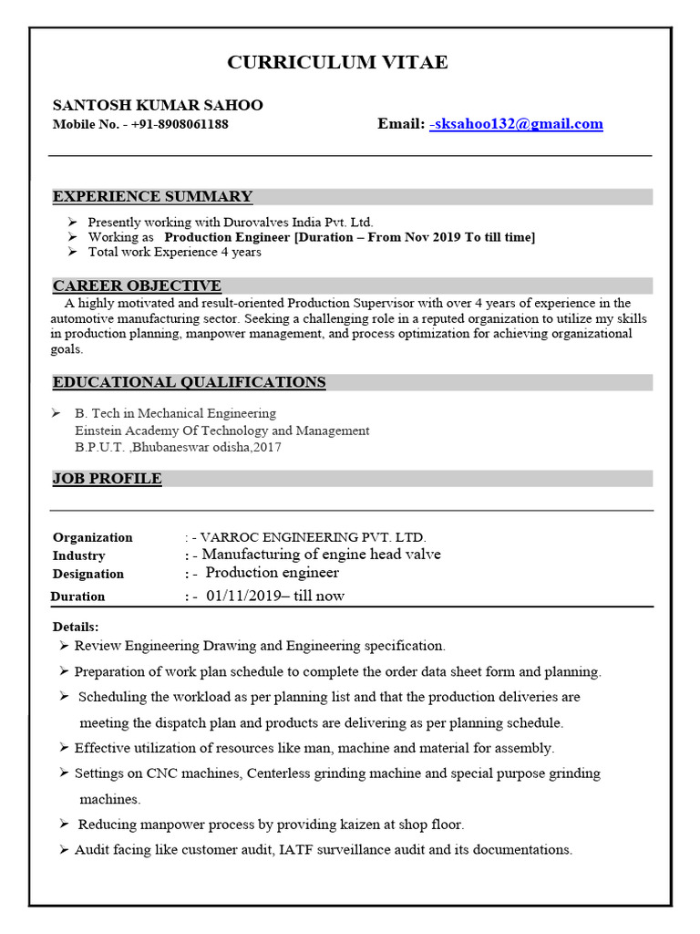 SANTOSH Kumar CV (1) (1) .Docx New | PDF | Business