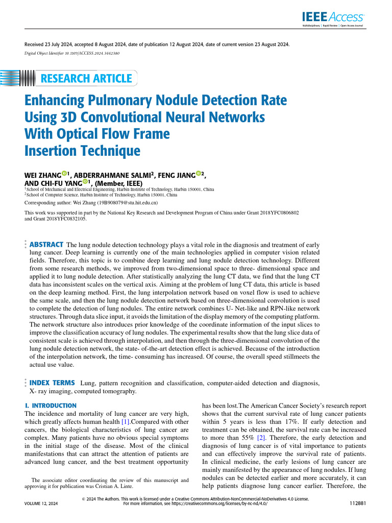 Enhancing Pulmonary Nodule Detection Rate Using 3D Convolutional Neural Networks With Optical ...