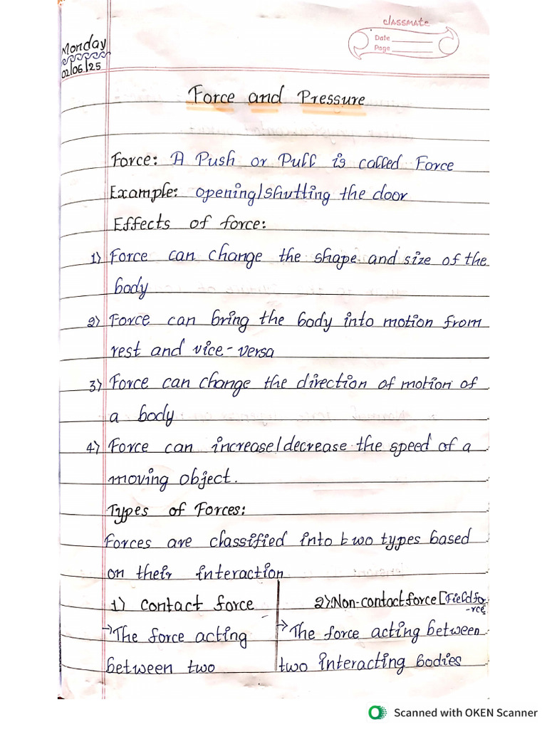 Force and Friction Notes | PDF