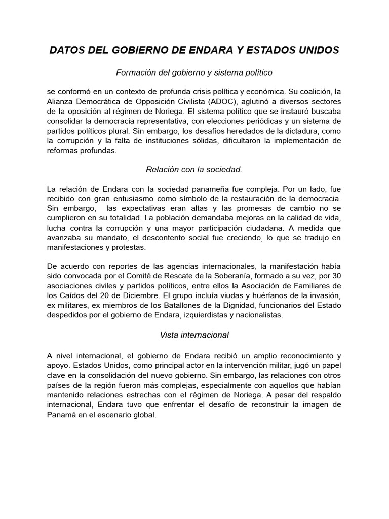 Grupo #6 Endara y Estados Unidos | PDF | Panamá | Crimen organizado