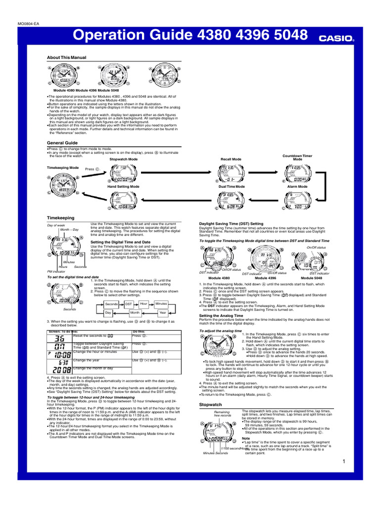 Casio Manual de Instruções Casio AQ-164WD-1AVDF (4 Páginas) | PDF ...