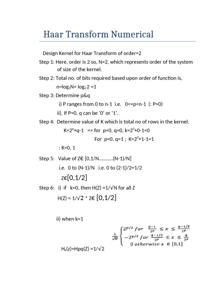 Haar - Hadamard Transform Numerical-1 | PDF | Fourier Transform | Fast Fourier Transform