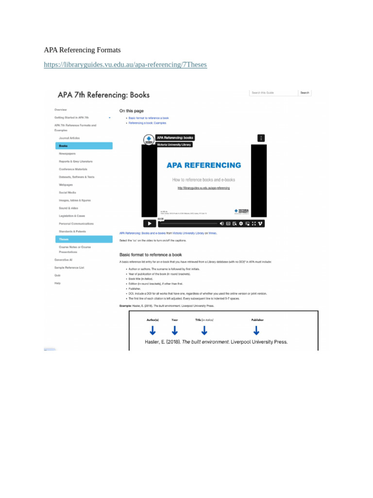 APA Referencing Formats | PDF