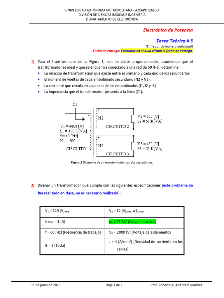 TAREA Teo 3 25-P | PDF | Transformador | Bienes manufacturados