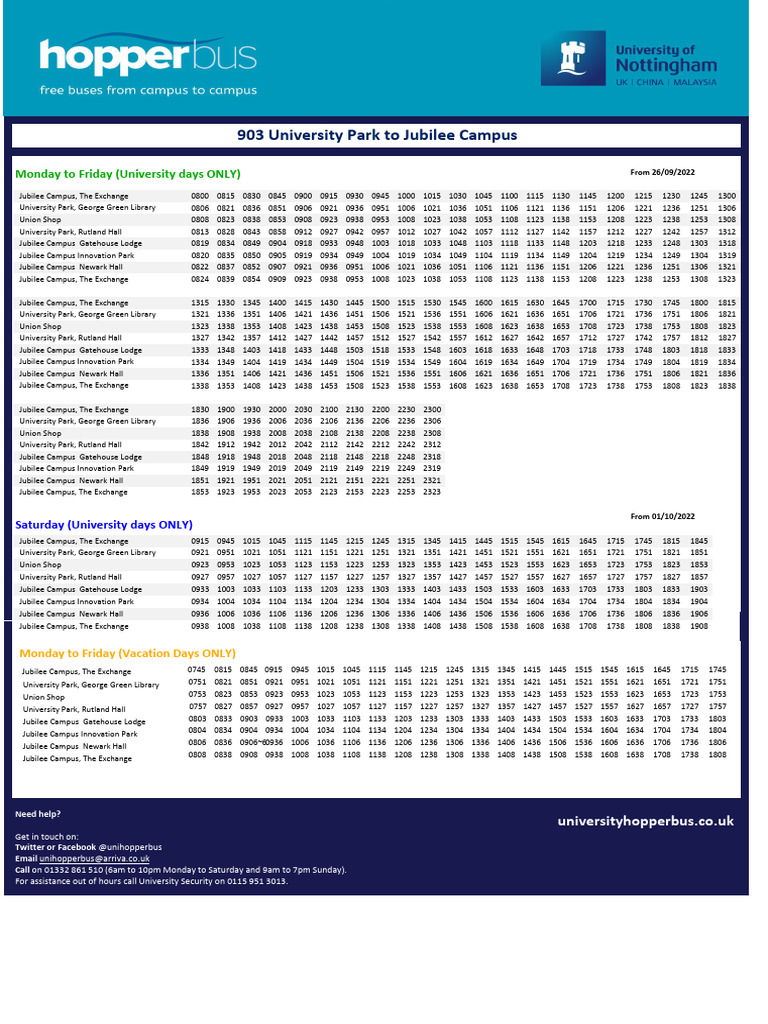 Nottingham Bus Schedule | PDF