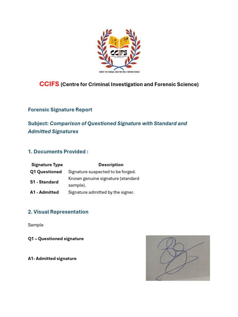 Forensic Analysis of Questioned Signature | PDF | Forensic Science ...