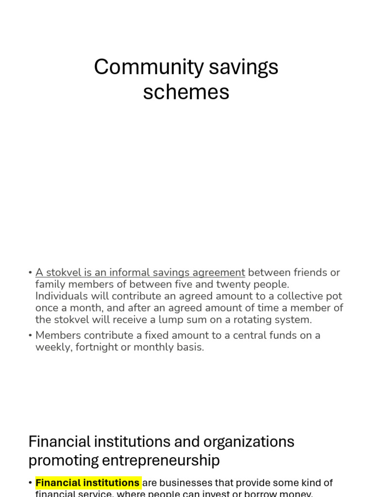 Community Savings Schemes | PDF