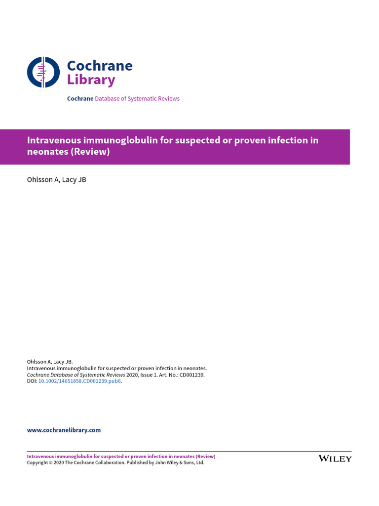 IVIG for Neonatal Infection Review | PDF | Systematic Review | Sepsis
