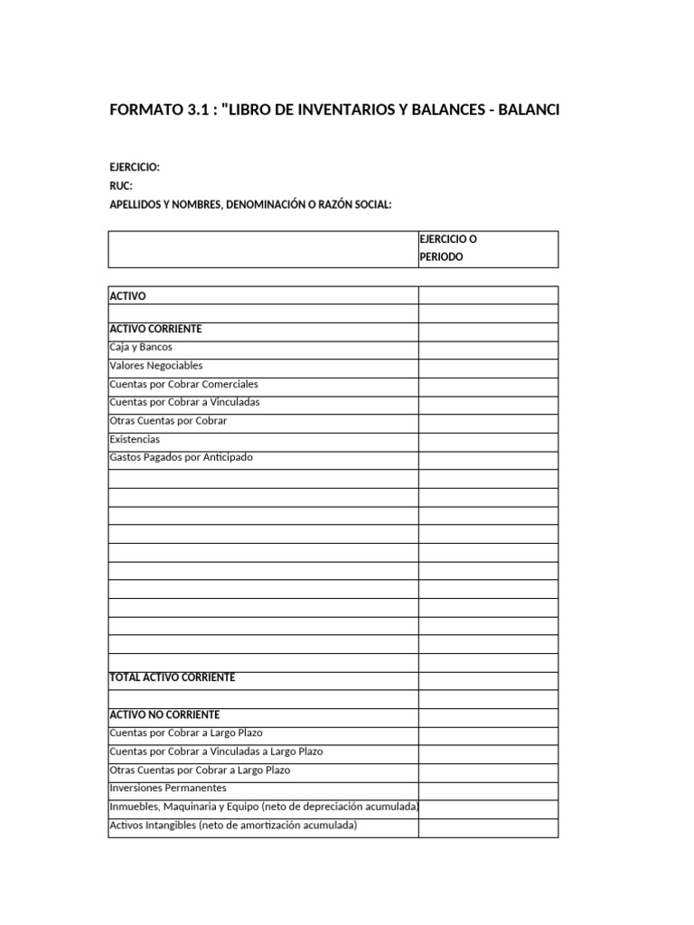 Formatos Eeff | PDF | Activo fijo | Hoja de balance