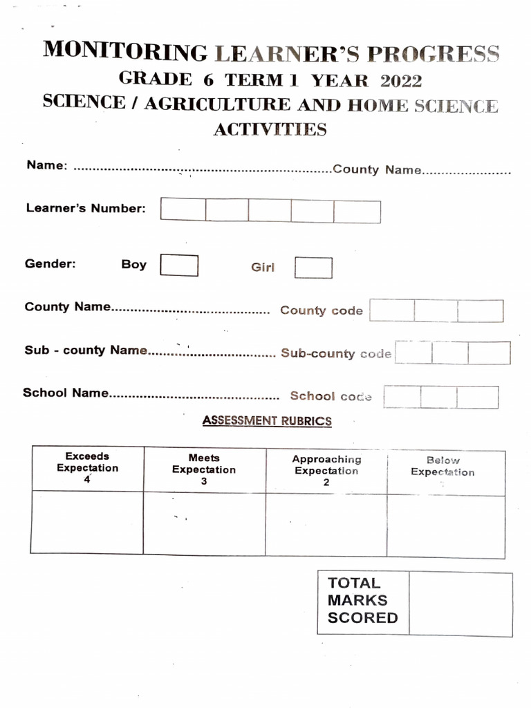Grade 6 Science Progress Monitoring | PDF | Agriculture | Botany