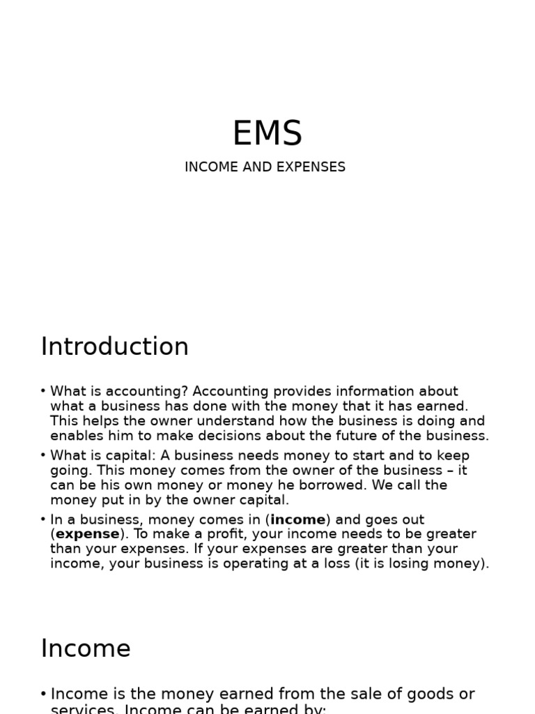 EMS Income and Expenses | PDF