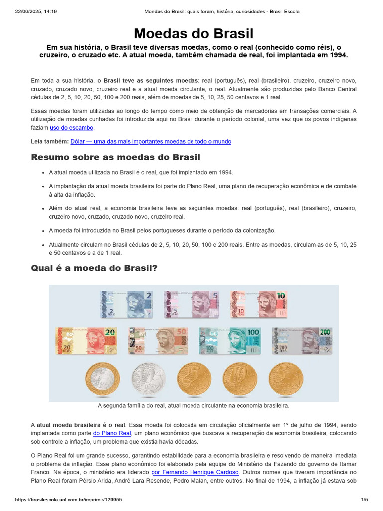 Moedas Do Brasil - Quais Foram, História, Curiosidades - Brasil Escola ...