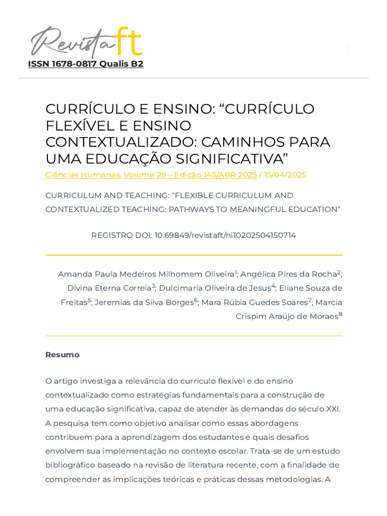 Currículo e Ensino - "Currículo Flexível e Ensino Contextualizado | PDF | Pedagogia | Aprendizado