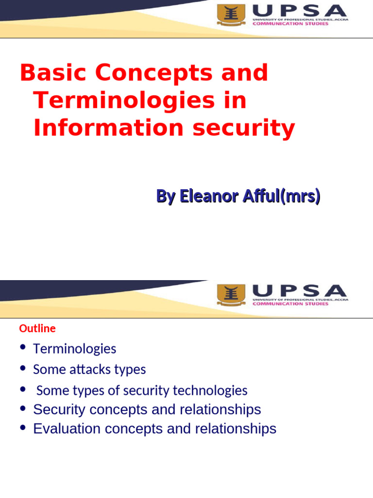 Basic Concepts and Terminologies in Information Security | PDF | Encryption | Key (Cryptography)