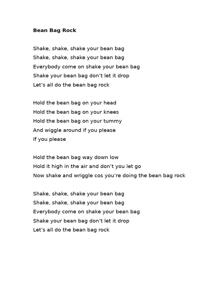 Bean Bag Rock Song Lyrics | PDF