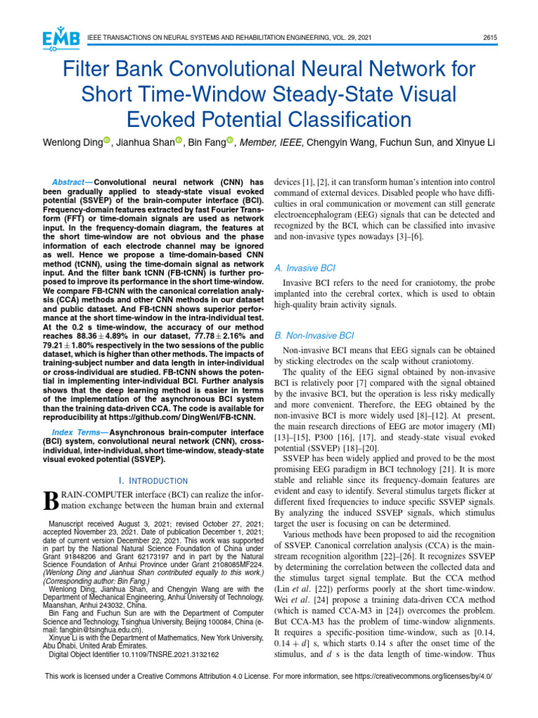 Filter Bank Convolutional Neural Network ForShort Time-Window Steady-State VisualEvoked ...