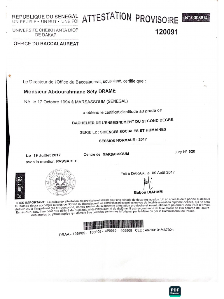 Attestation Bac | PDF