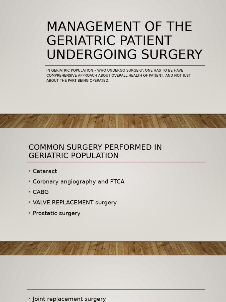 Management of The Geriatric Patient Undergoing Surgery | PDF