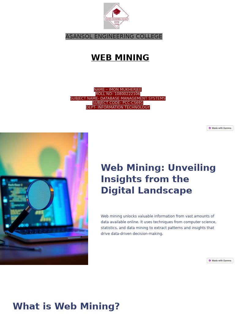 Web Mining Unveiling Insights From The Digital Landscape | PDF | Data Mining | World Wide Web