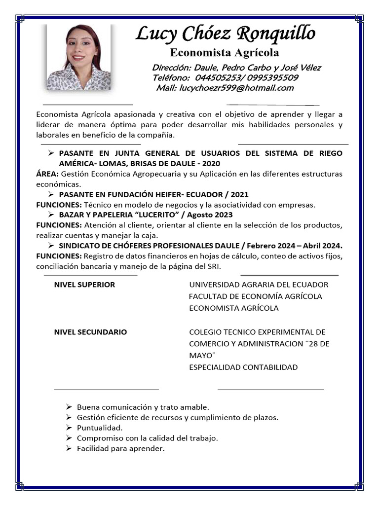 Curriculum Lucy Choez Ronquillo PDF | PDF